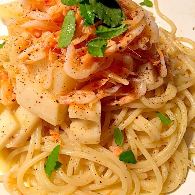 タケノコと桜エビのパスタ/kuuneruさんのレシピ | Snapdish[スナップディッシュ]